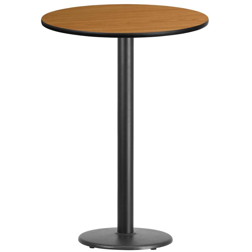 Flash Furniture 30 in. Round Black and Natural Laminate Table Top with ...