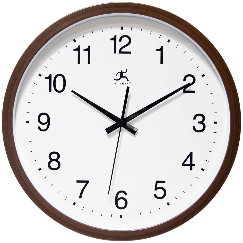 Infinity Instruments 14 in. Walnut Finish Wall Clock 14957WL-4099 - The ...