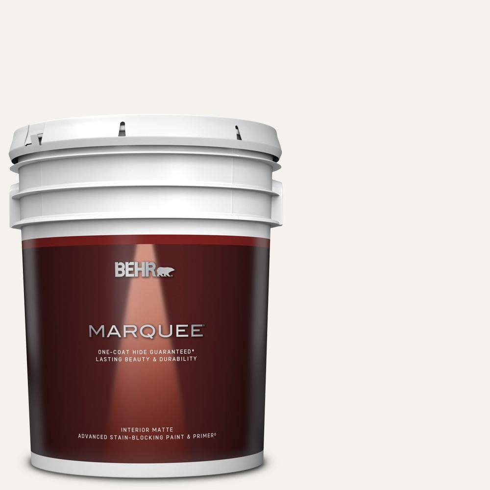 BEHR MARQUEE 5 gal. #PR-W14 Bit of Sugar Matte Interior Paint & Primer ...