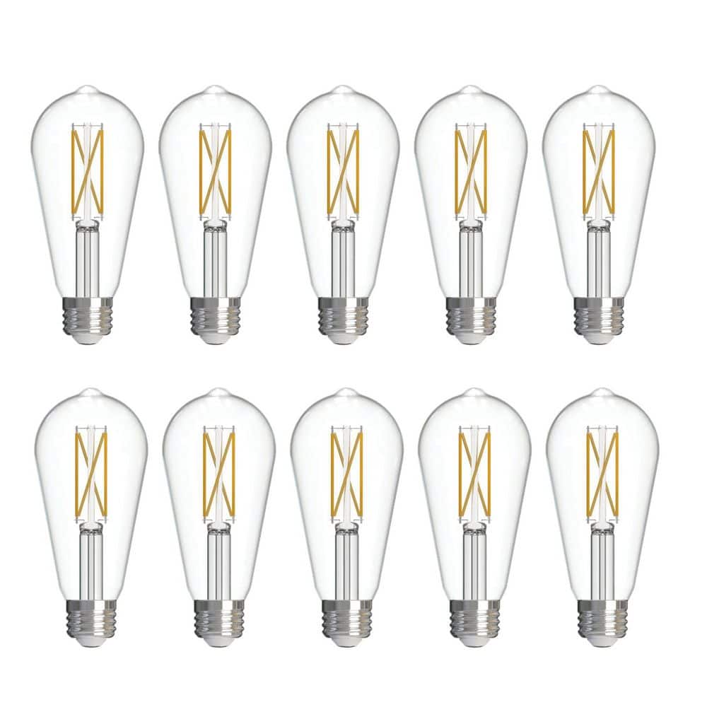 Bulbrite 60-Watt Equivalent ST18 Dimmable Clear E26 Straight Tapered ...