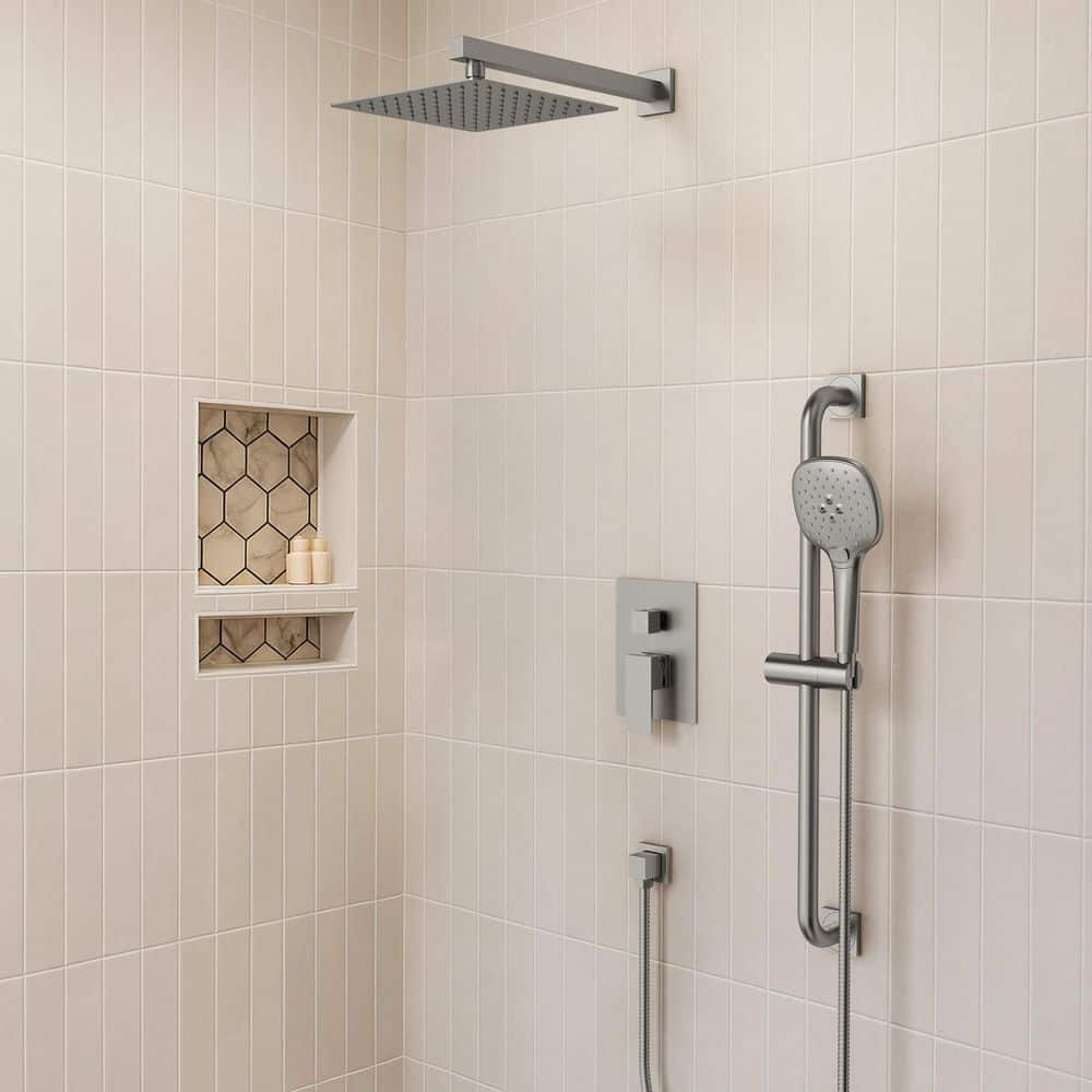 EVERSTEIN Single Handle 2-Spray Shower Faucet 2.5 GPM with Pressure ...