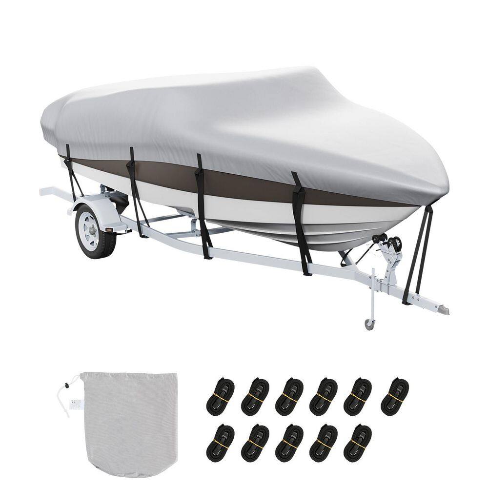 SKYSHALO 16-18.5 ft. Trailer Able Waterproof Boat Cover, Boat Cover ...