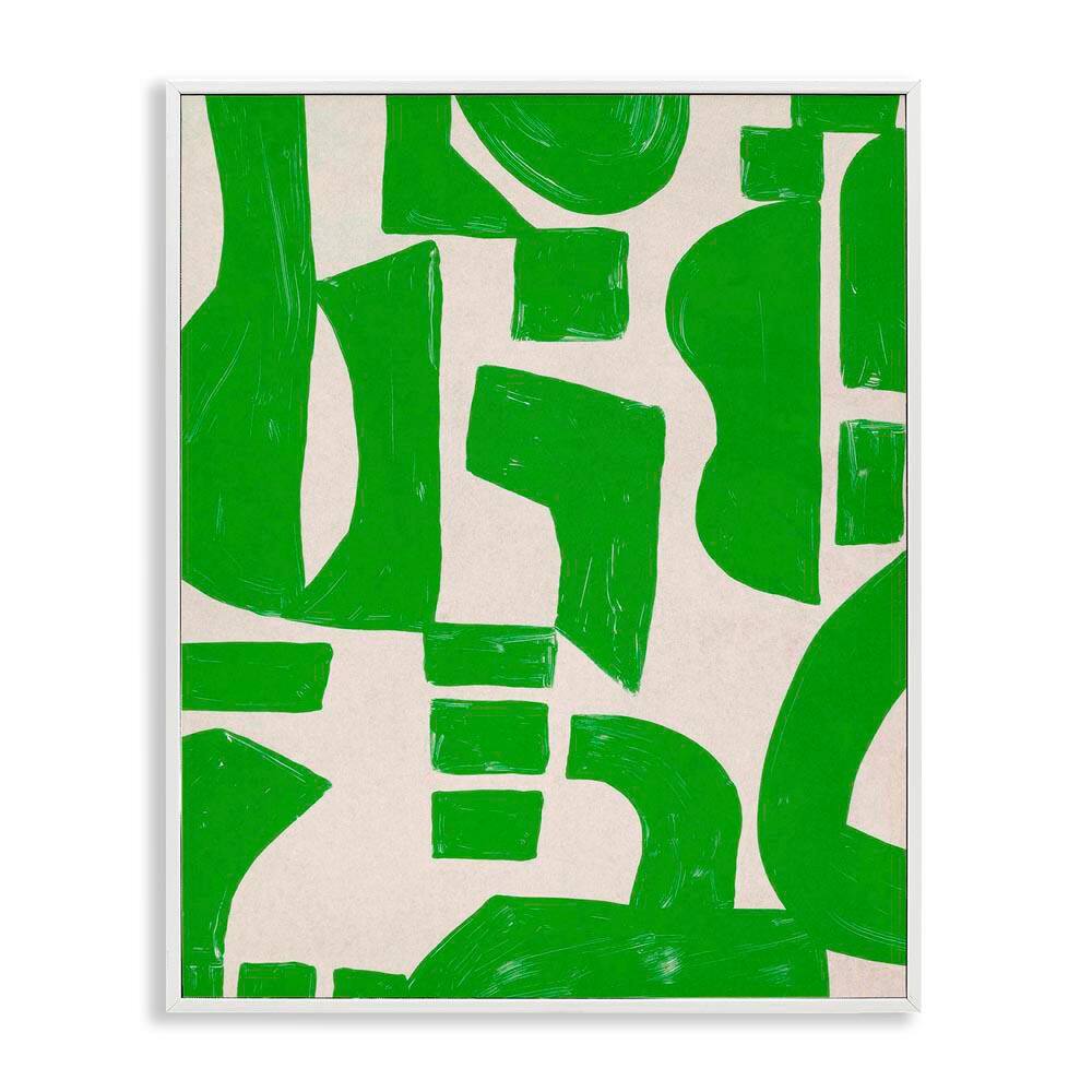Stupell Industries Green Asymmetrical Shapes by June Erica Vess White Framed Abstract Giclee Art ...