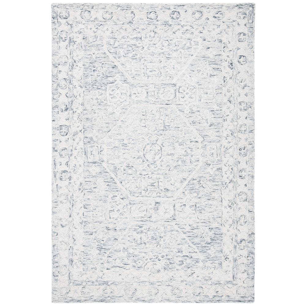 SAFAVIEH Micro-Loop Charcoal/Ivory Doormat 3 ft. x 5 ft. Geometric ...