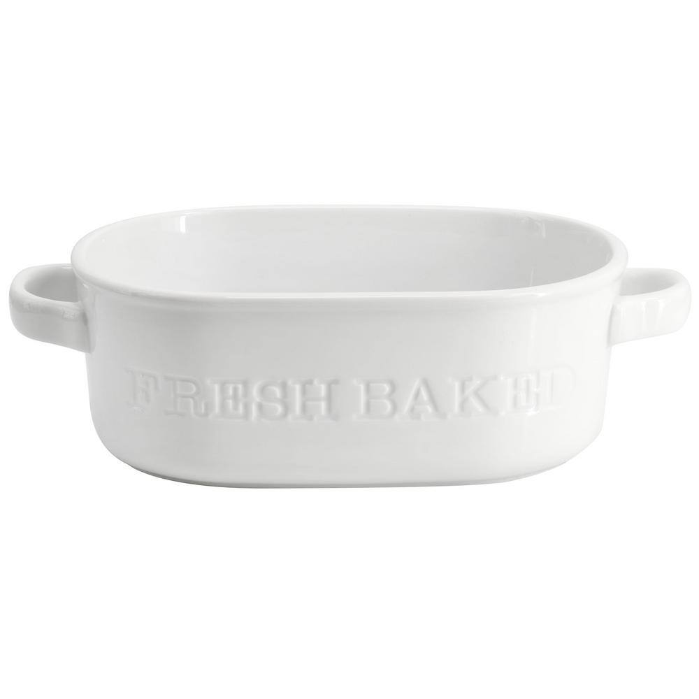 OUR TABLE Simply White 10 Inch 36 Ounce Porcelain Oval Baker Dish in ...