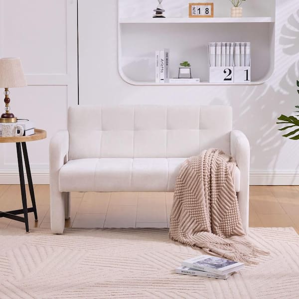 Boyel Living Beige Oversized Chenille Modern Upholstered Comfy Arm ...
