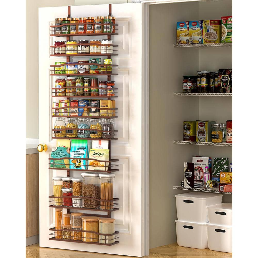 Numhew 9-Tier Bronze Over The Door Pantry Organizer, Metal Hanging ...