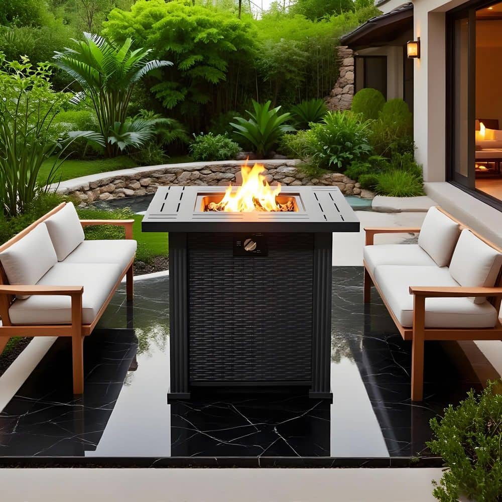 28 in. Metal Outdoor Propane Fire Pit Table 40000BTU Fire Table with ...