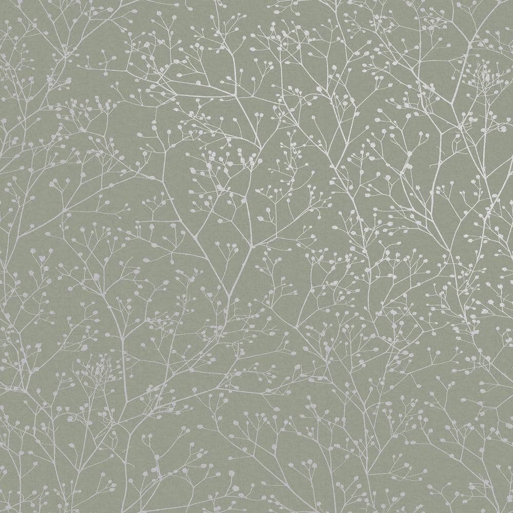 Graham & Brown Clarissa Hulse Gypsophila Spring Green and Silver ...