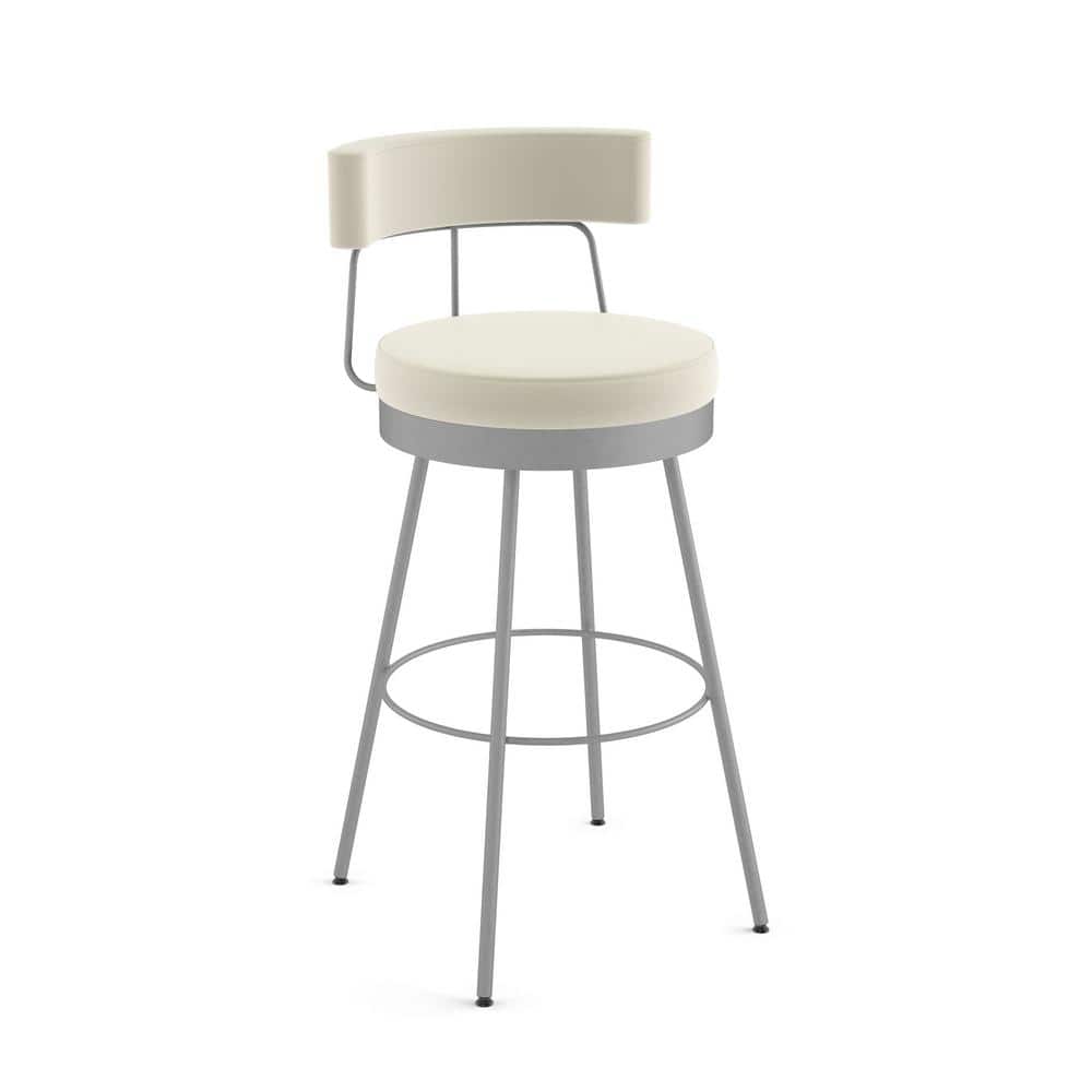 Amisco Urbana 30 in. Off White Faux Leather / Silver Grey Metal Swivel Bar Stool 44581-30WE ...
