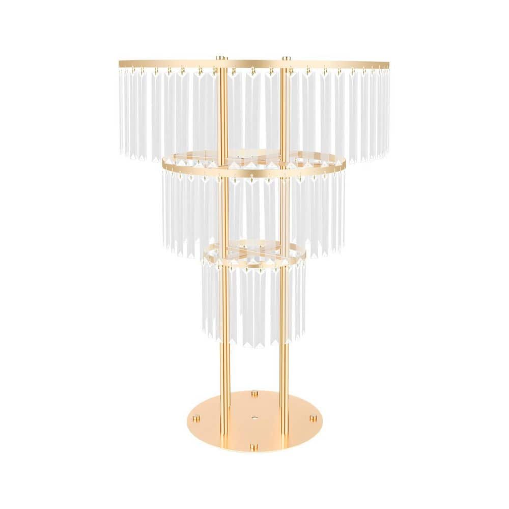YIYIBYUS 3-Tier 28 in. H Gold Iron Acrylic Decorative Stand Wedding ...