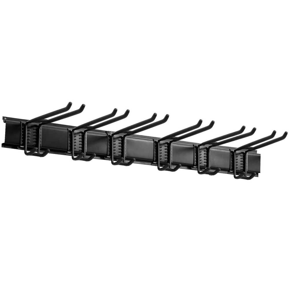 3-Pack 48 in. Black Steel Wall Rack with 6 Double Hooks for Garage and ...