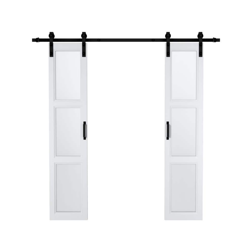 ARK DESIGN 36 in. x 84 in. 3-Lite Frosted Glass White Finished Composie ...