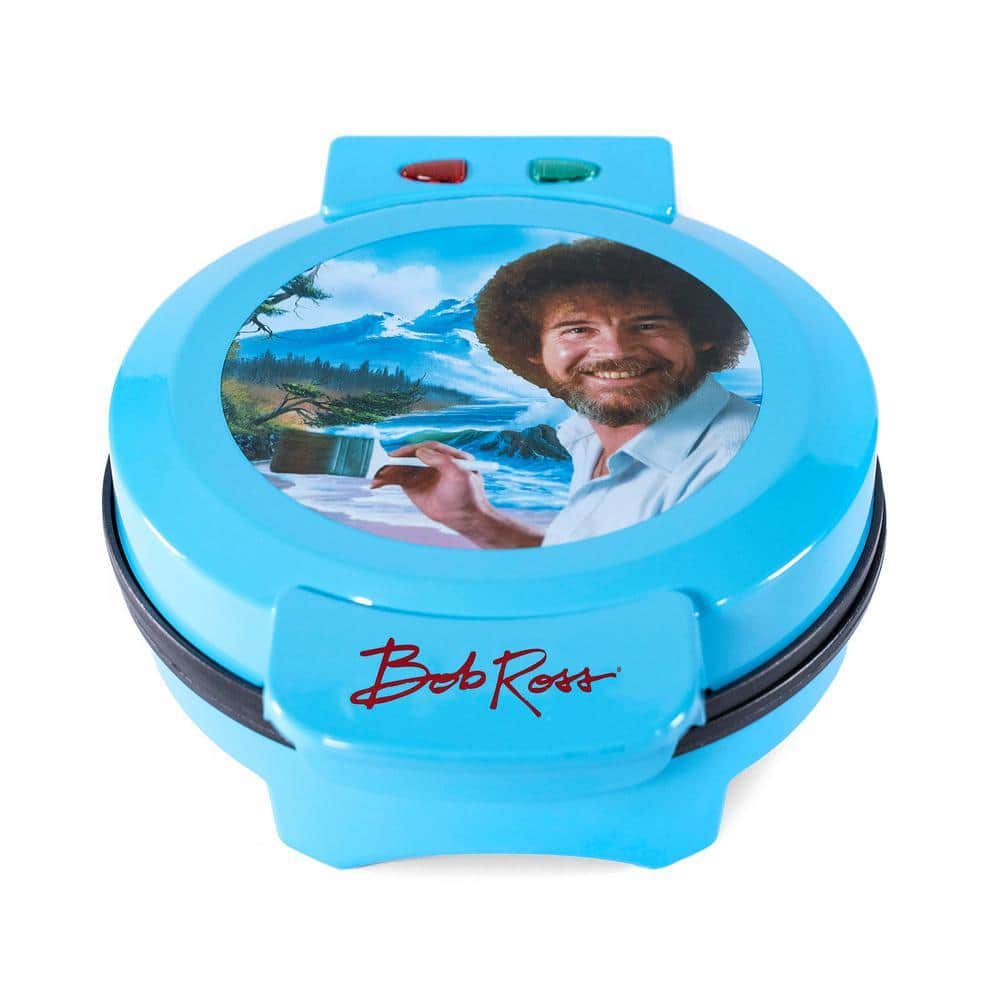 Uncanny Brands 900-Watt Bob Ross Blue Round American Waffle Maker WM1 ...