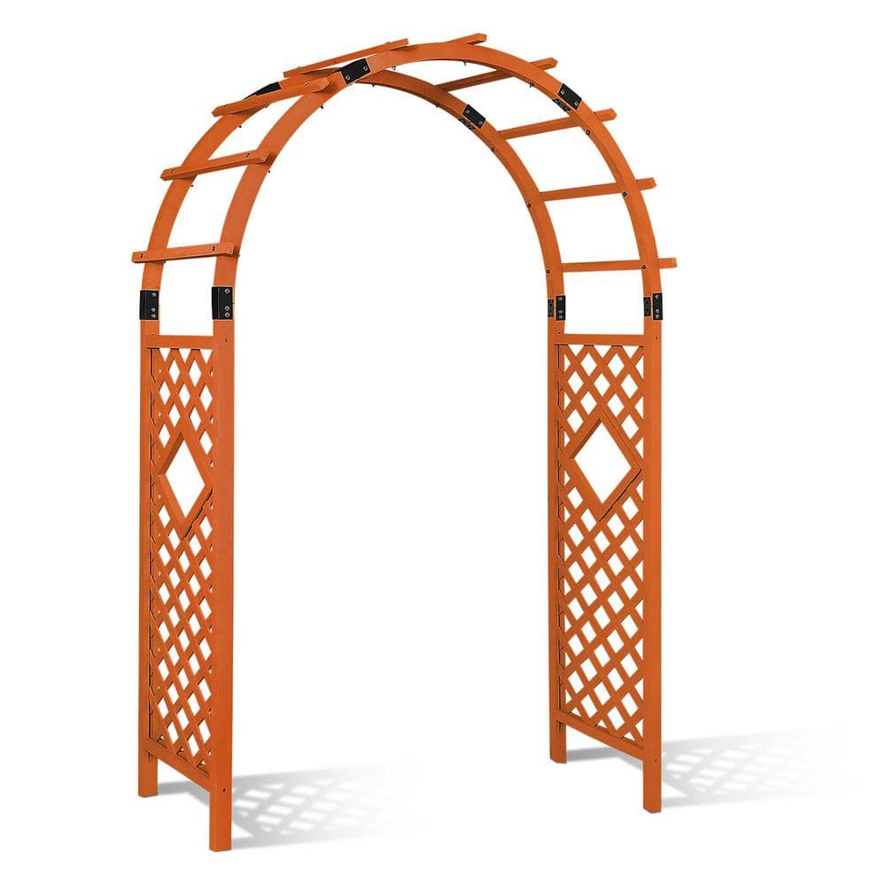 EAGLE PEAK 92 in. x 61 in. Wood Garden Arbor Trellis Archway in Natural ...