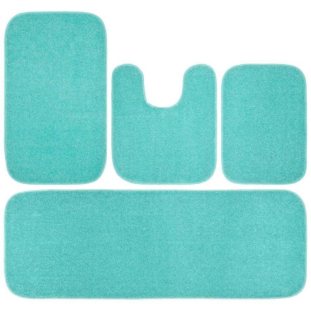 Garland Rug Gramercy Sea Foam Green Solid Plush Rectangle 4 Piece (No ...