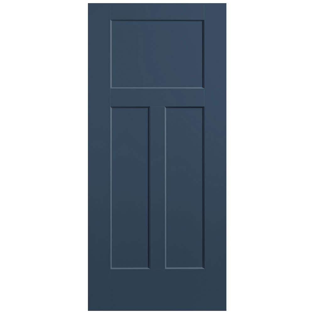 Masonite 36 in. x 80 in. 3-Panel Winslow Single Bore Solid Core Night ...