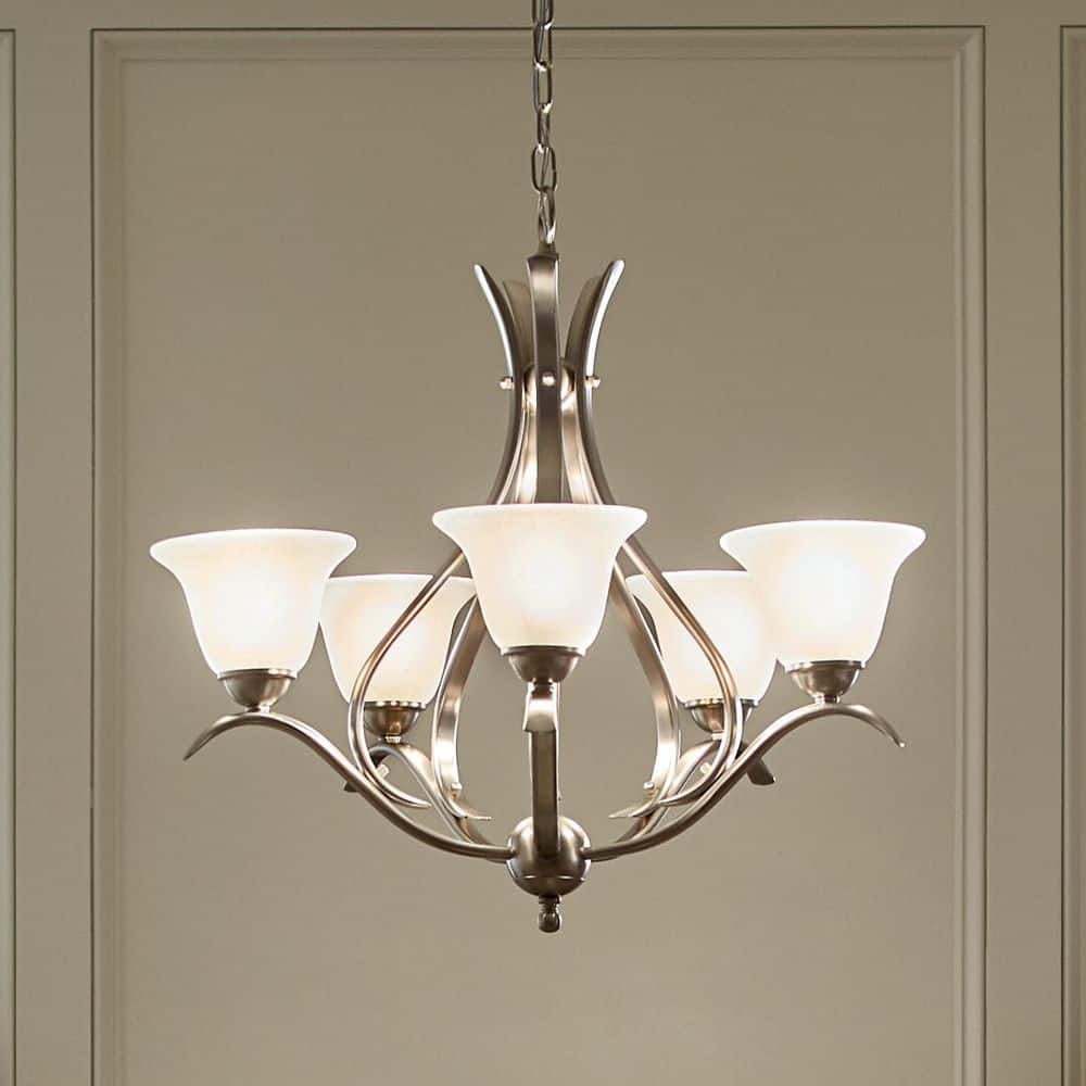 KICHLER Dover 24 in. 5-Light Brushed Nickel Transitional Shaded Bell ...