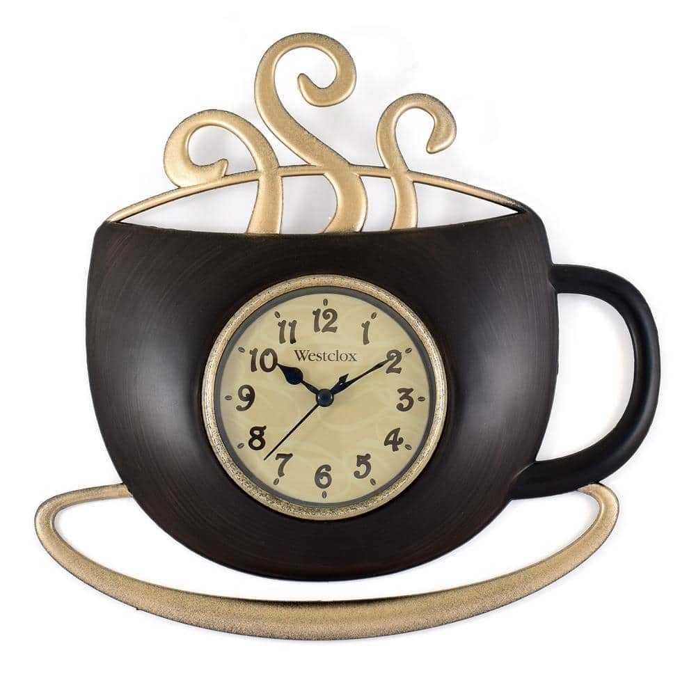 WESTCLOX 12.5 in. Brown Analog QA Coffee Shape Wall Clock 32231 - The ...