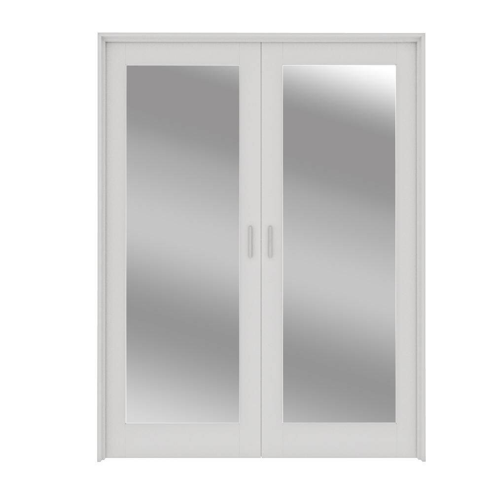 ARK DESIGN 48 in. x 80 in. Universal Half Lite Mirrored Glass MDF White ...