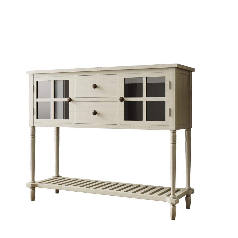 wetiny Antique Grey Sideboard Console Table with Bottom Shelf ...