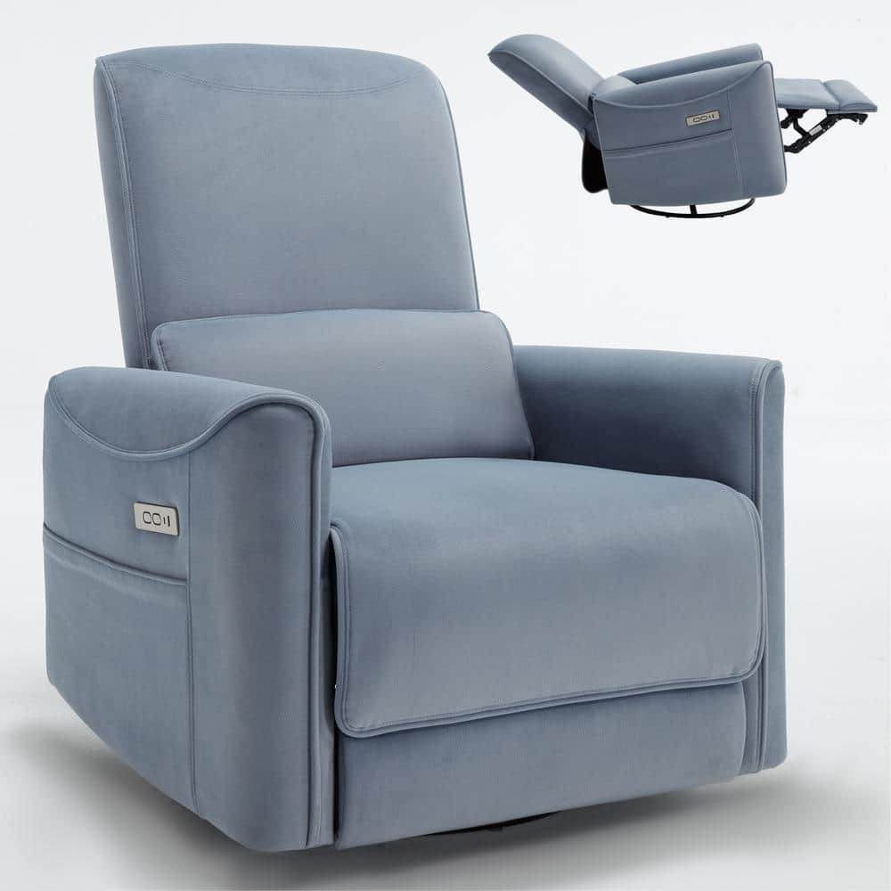 Boyel Living Blue Swivel and Rocker Power Recliner Chair, Heavy Duty ...