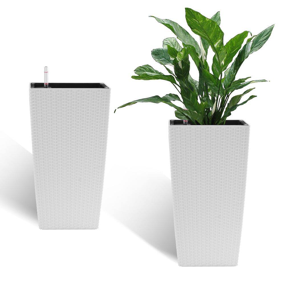 Rattan Design Square Planter with Automatic Watering System for Garden ...
