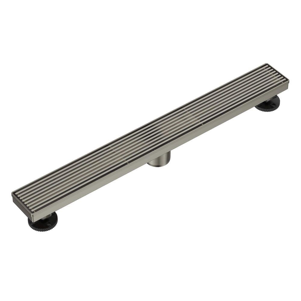 GRANDJOY 24 x 2.75 in. Linear Stainless Steel Shower Drain with Tile-In ...