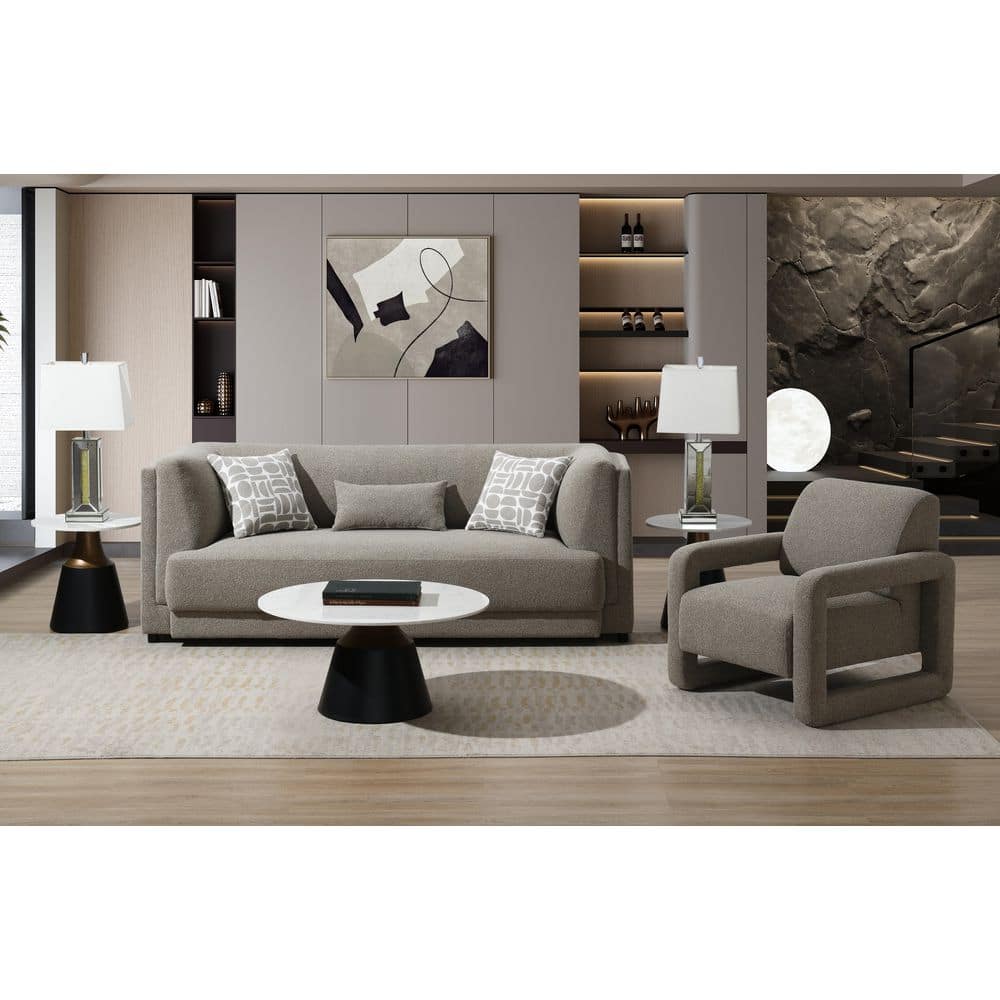 Acme Furniture Glenda 38 in. Straight Arm Fabric Rectangle Sofa w/3 ...