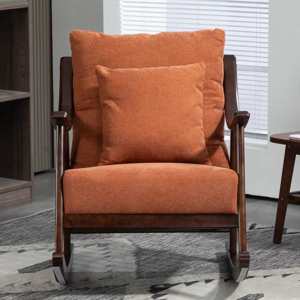 YOFE Light Brown Fabric Modern Glider Rocking Chair, Living Room Accent ...