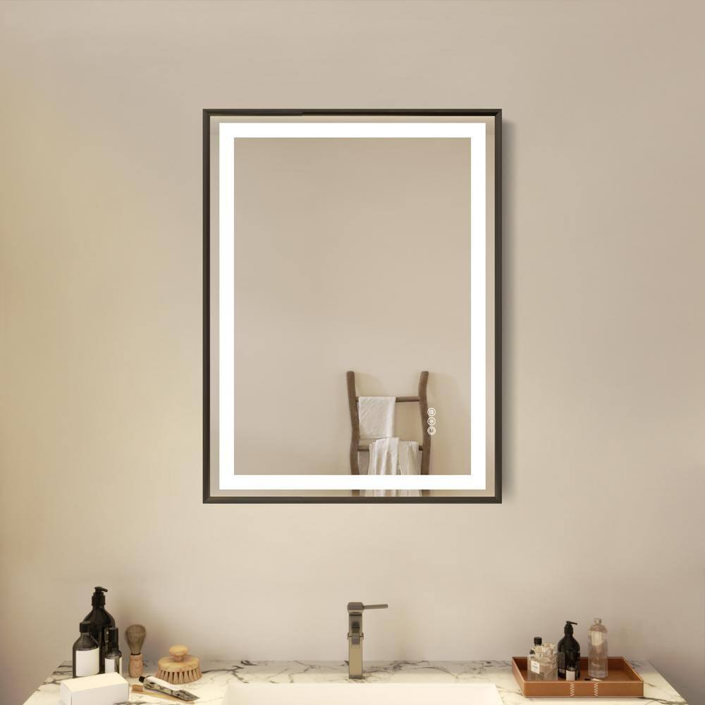 WOODSAM 24 in. W x 32 in. H Rectangular Framed LED Light Anti-Fog Wall ...