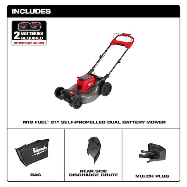 Milwaukee M18 FUEL Brushless Cordless 21 in. Walk Behind Dual Battery ...