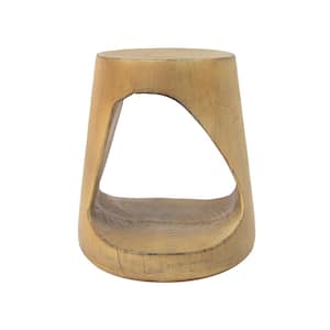 Round Outdoor Side Table Wood-Like Texture, for Patio Garden Backyard ...