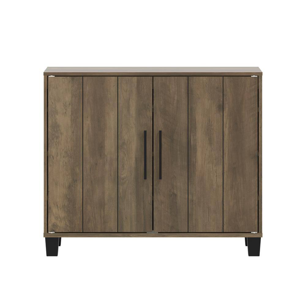 GALANO 26.2 in. H x 31.1 in. W Knotty Oak Wood Shoe Storage Cabinet SH ...