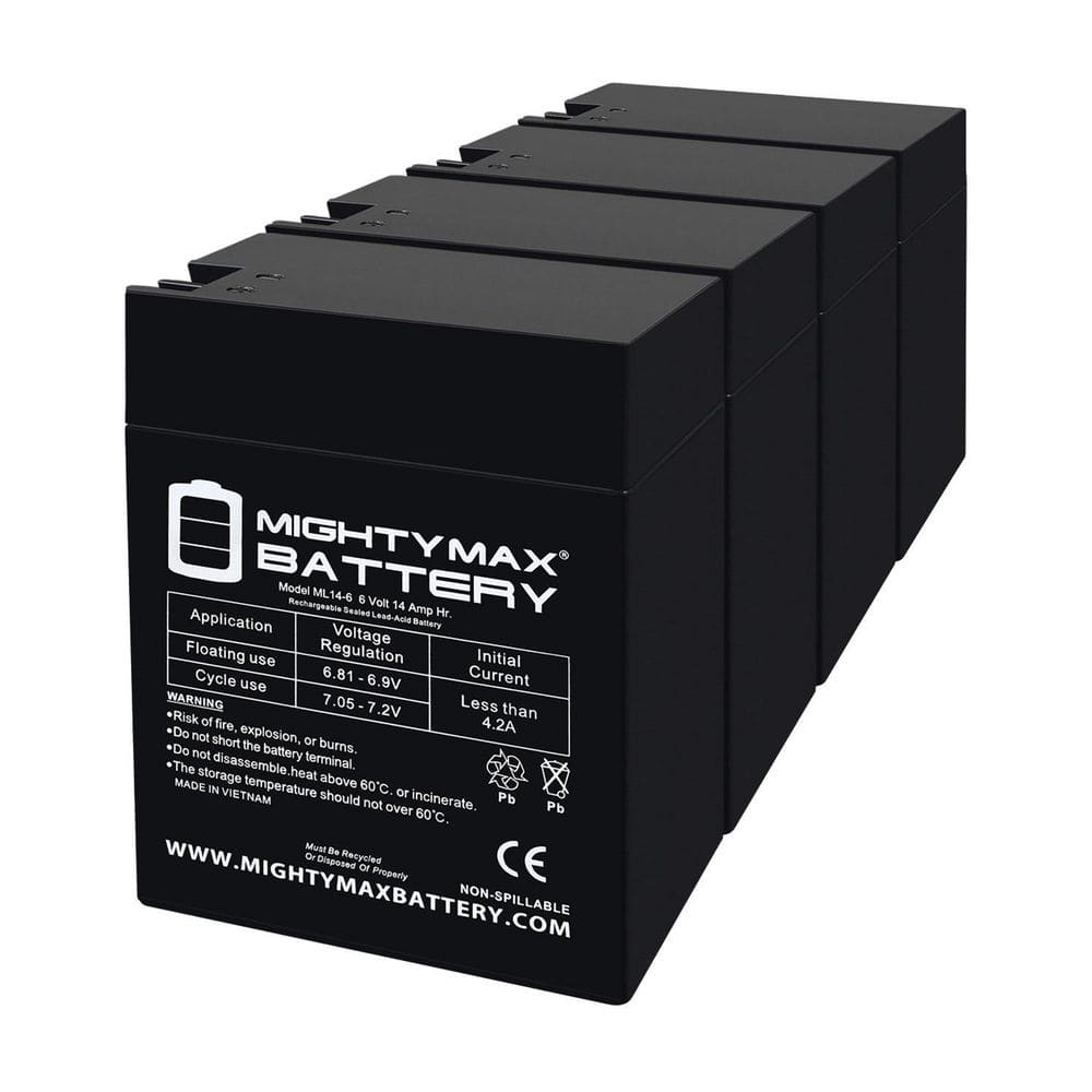 MIGHTY MAX BATTERY 6V, 14Ah, AGM, Fast-on Terminal, Replacement Battery ...