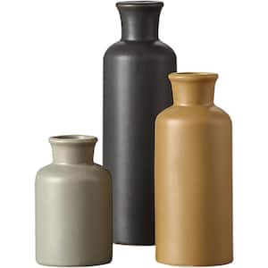 Afoxsos Ceramic Rustic Vintage Vase with 3 Piece Set of Glazed ...