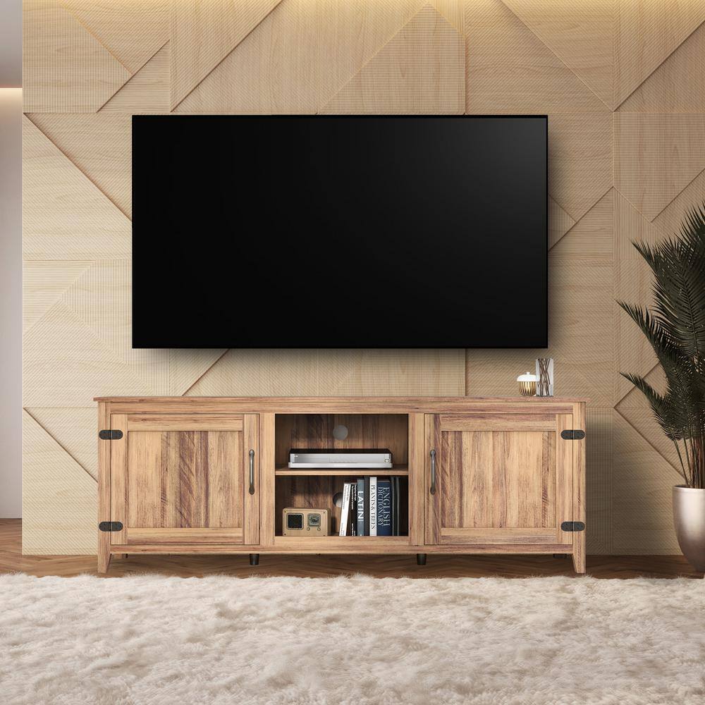 Lyneth Light Brown TV Stand Fits TVs up to 50 to 55 in. with 2-Doors ...