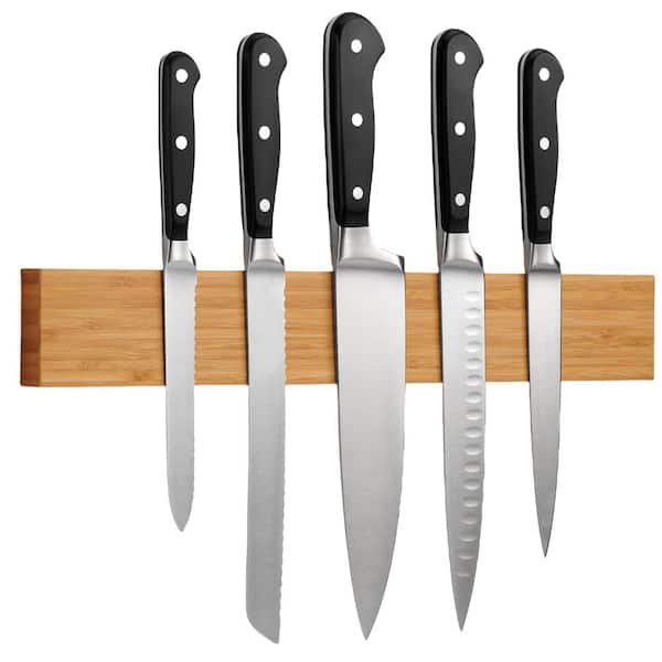 Numhew 8-Knife 16 in. Bamboo Magnetic Knife Bar, Knife Magnetic Strip ...