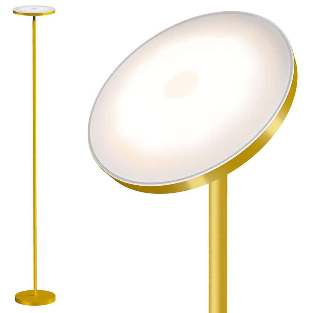 69 in. Gold Super Bright LED Standard Floor Lamp with Remote Control ...