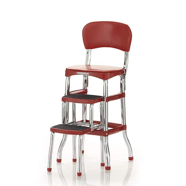 Cosco 2 Step 3 ft. Steel Retro Step Stool with 225 lbs. Load Capacity in Red 11120RED1E The Home Depot