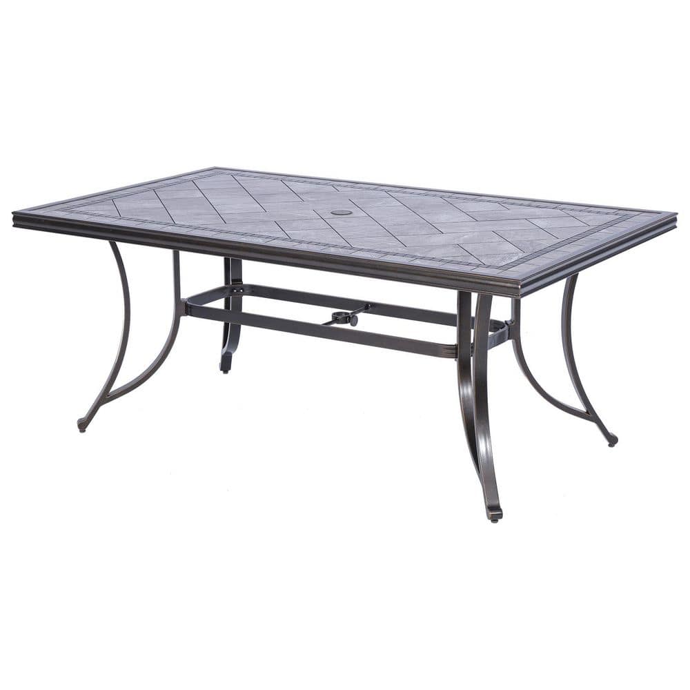 Aluminum Patio Rectangle Dining Table with Tile Top, All-Weather ...