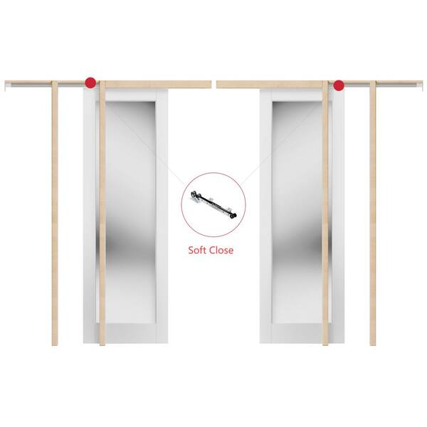 TENONER 60 in. x 80 in. (Double 30 in. W Doors) 1 Lite Mirrored Glass ...