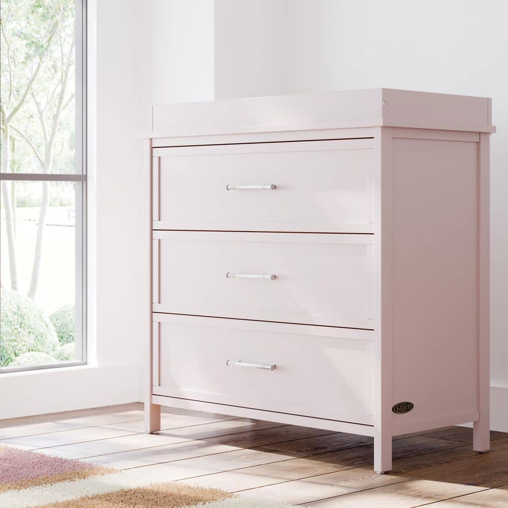 Graco Classic Blush 3 Drawer 35.51 in. Wide Dresser with Changing ...
