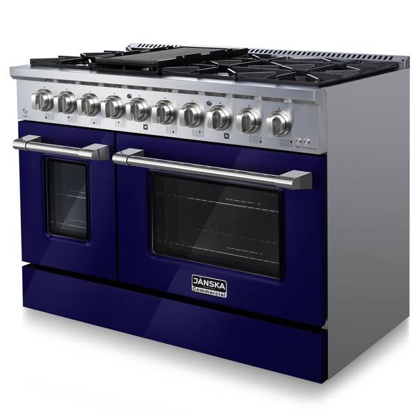 JANSKA Professional Series 48 in. 6.7 cu. ft. 8-Burners Double Oven Gas ...