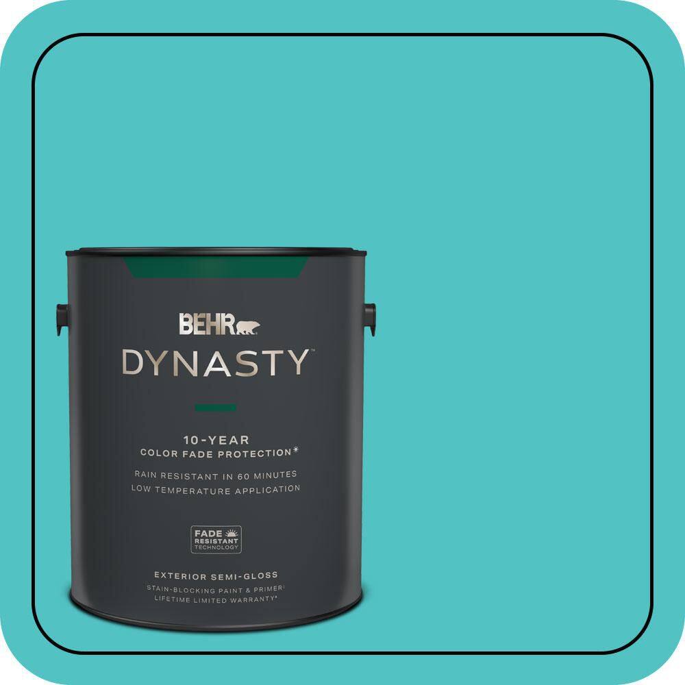 BEHR DYNASTY 1 gal. #500B-4 Gem Turquoise Semi-Gloss Enamel Exterior ...