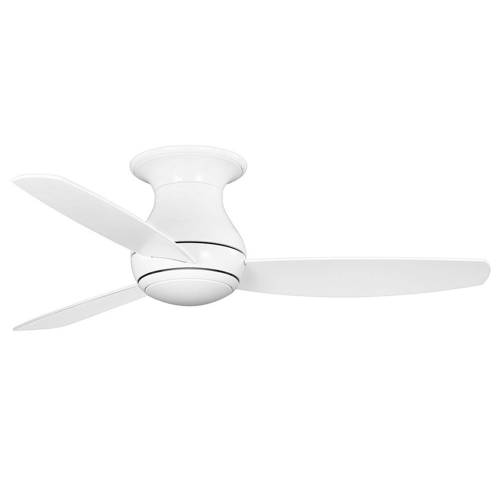 Kathy Ireland Curva Sky 52 in. Outdoor Matte White Hugger Ceiling Fan ...