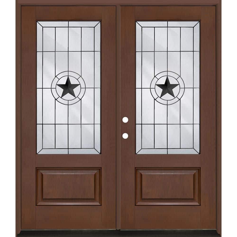 Steves & Sons Regency 72 in. x 80 in. 3/4L Alamo Glass RHIS Chestnut ...