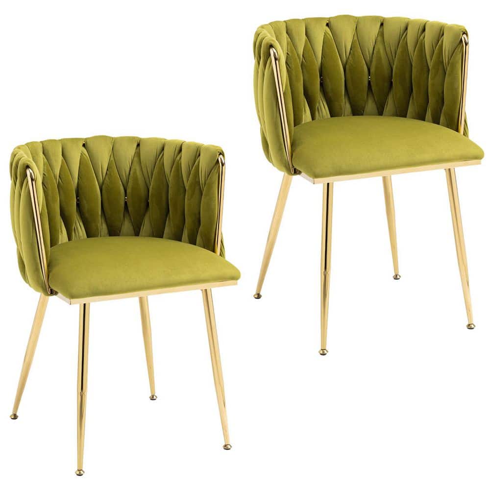 HOMEFUN Modern Olive Green Velvet Leisure DiningChair with Metal Legs ...