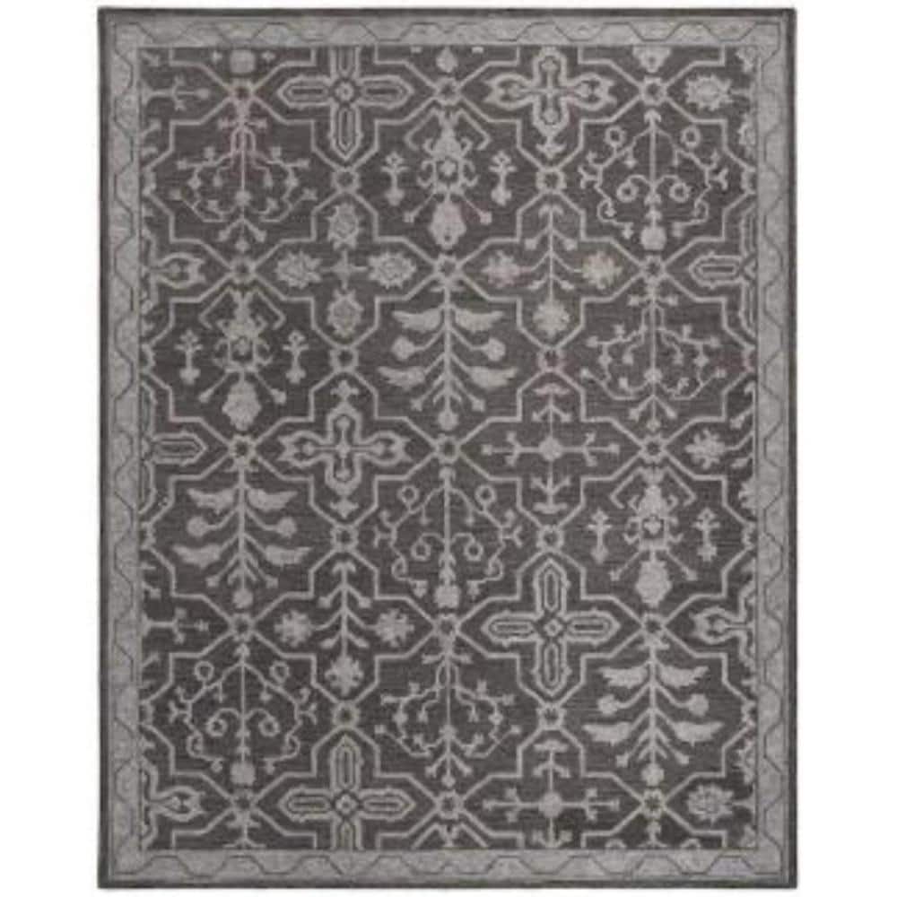 HomeRoots 5 x 8 Gray and Ivory Floral Area Rug 2000513668 - The Home Depot