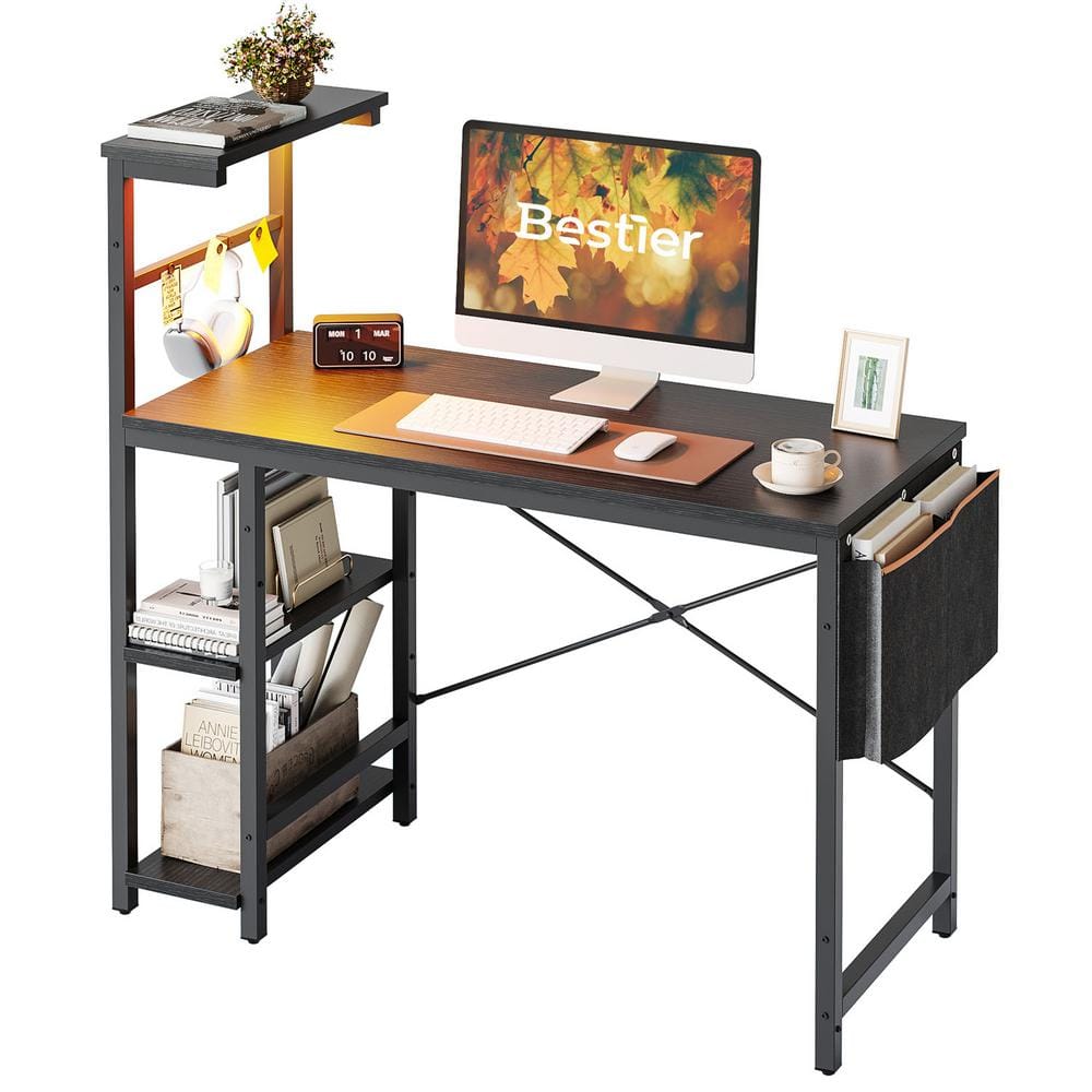 Bestier 44 in. Computer Desk with LED Lights Gaming Desk with 4 Tier ...